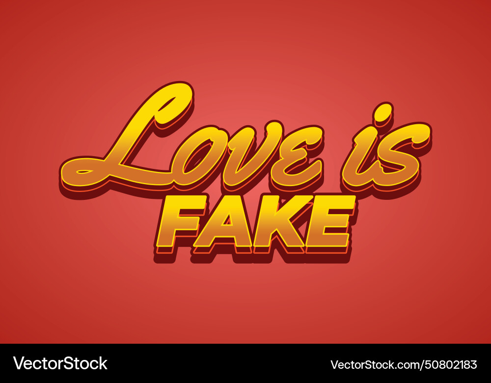 Love is fake text effect in 3 dimension style Vector Image