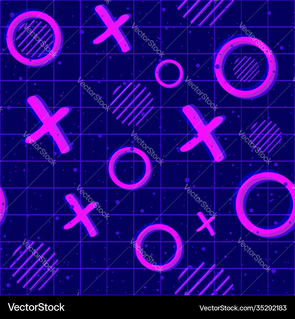 Psychedelic neon x and o seamless pattern Vector Image
