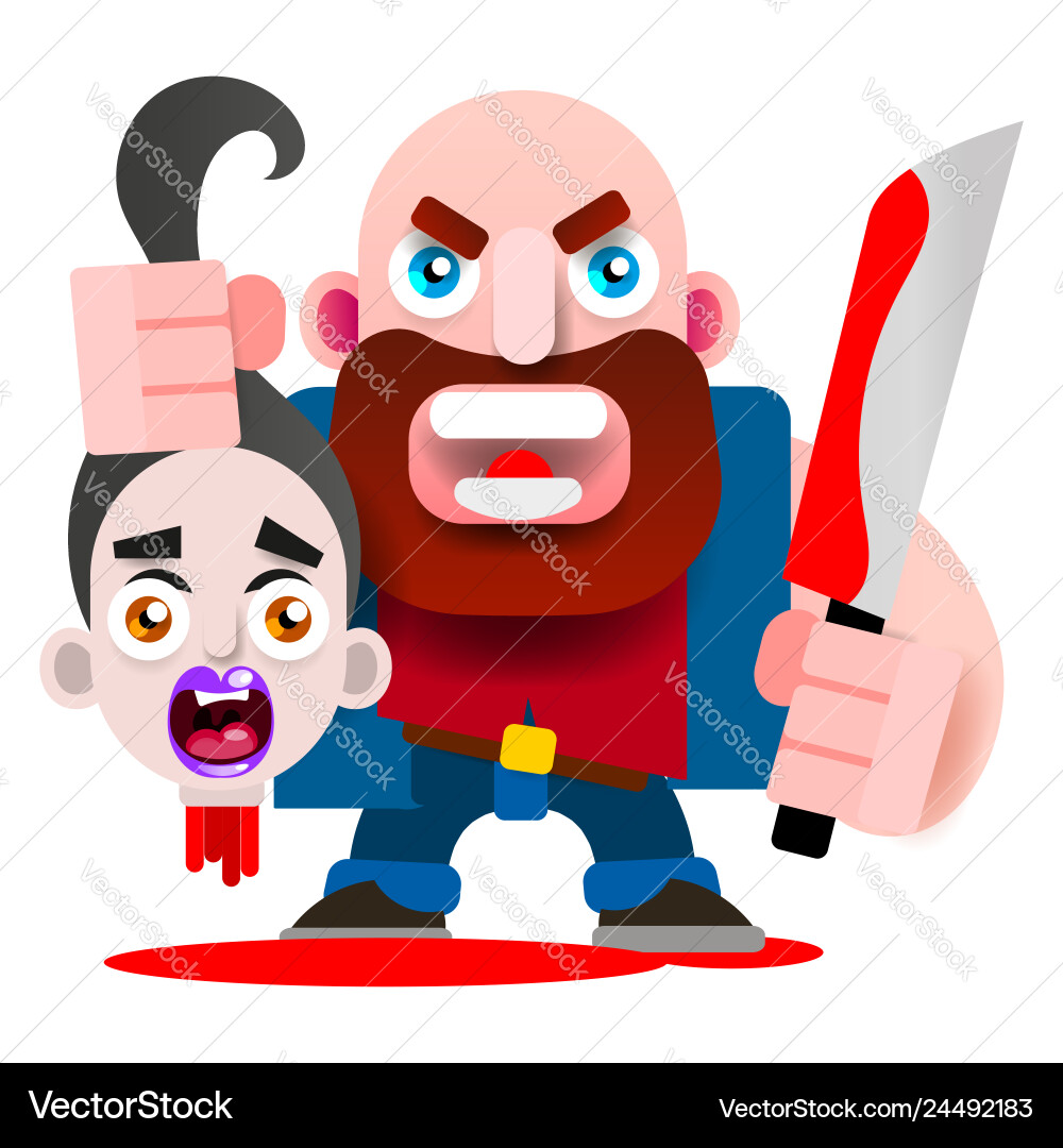 Serial killer with cold weapons and blood Vector Image