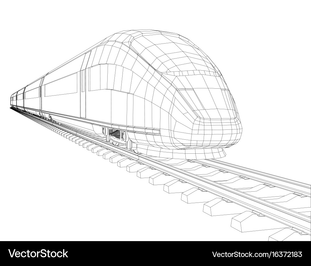 Wireframe High-Speed Train Royalty Free Vector Image