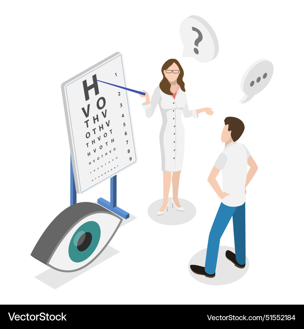 3d isometric flat of ophthalmologist Royalty Free Vector