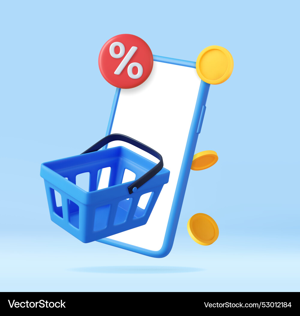 3d mobile phone with price tags Royalty Free Vector Image