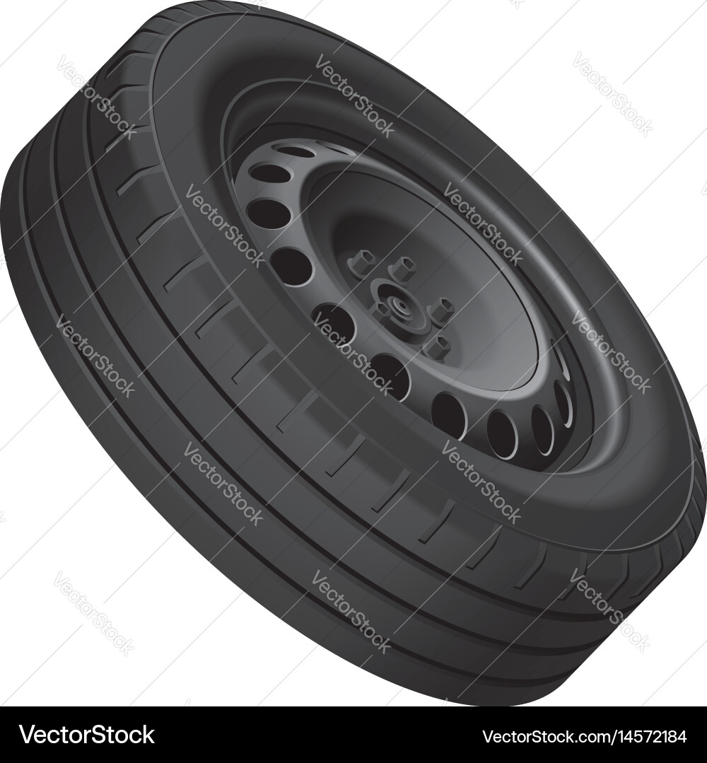 Automobile wheel with pressed disc Royalty Free Vector Image