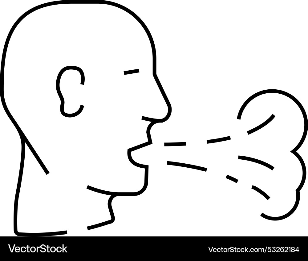 Breath smell line icon Royalty Free Vector Image
