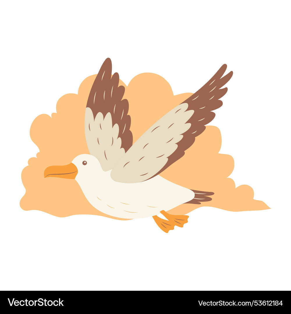 Cute albatross bird animal flying free flapping Vector Image