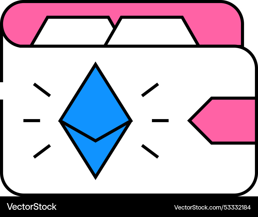 Ethereum wallet icon color Royalty Free Vector Image