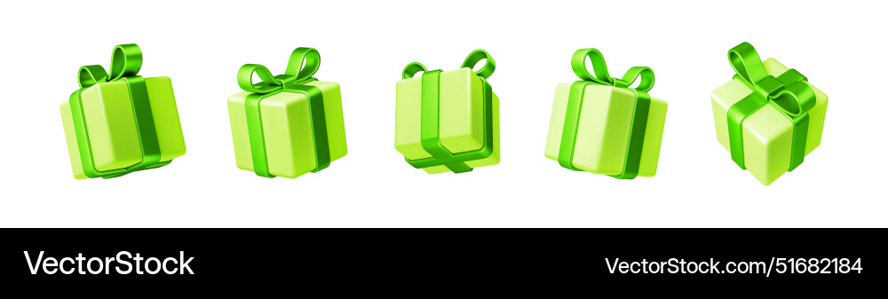 Light green gift box with bow and ribbon Vector Image