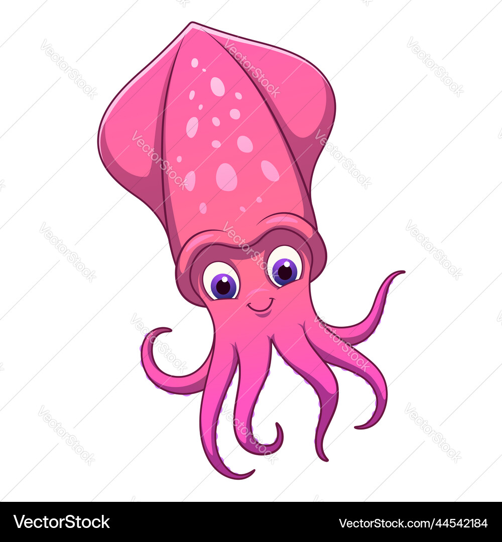 Little squid cartoon animal Royalty Free Vector Image