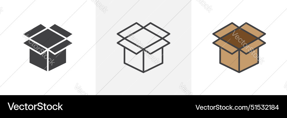 Open box icon set package symbol Royalty Free Vector Image