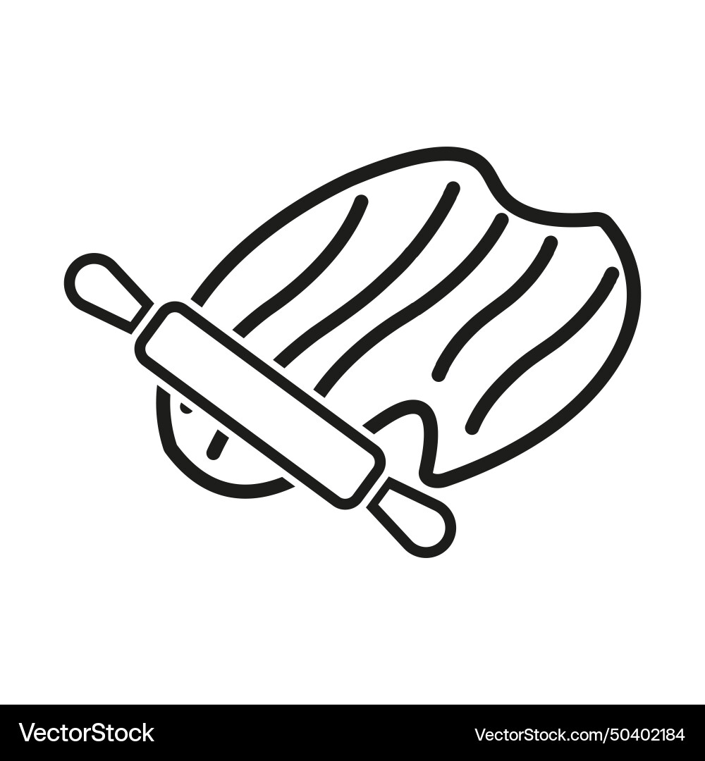 Rolling pin on dough baking process Royalty Free Vector