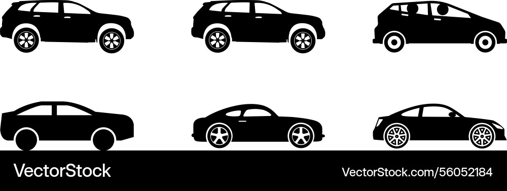 Simple black privet car icon set Royalty Free Vector Image