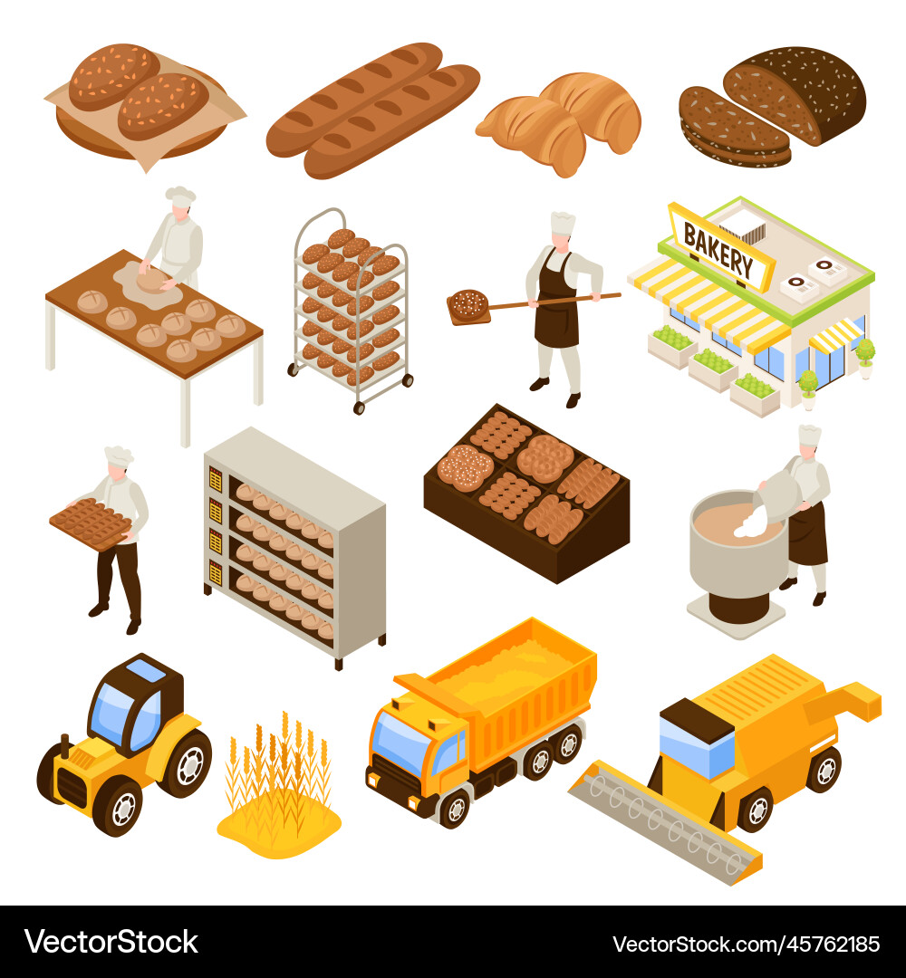 Bread production set Royalty Free Vector Image