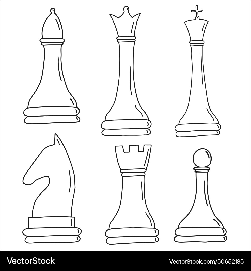 Hand-drawn sketch set of chess pieces on a white Vector Image