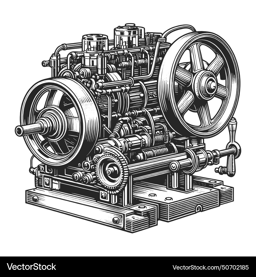 Intricate industrial machinery sketch Royalty Free Vector