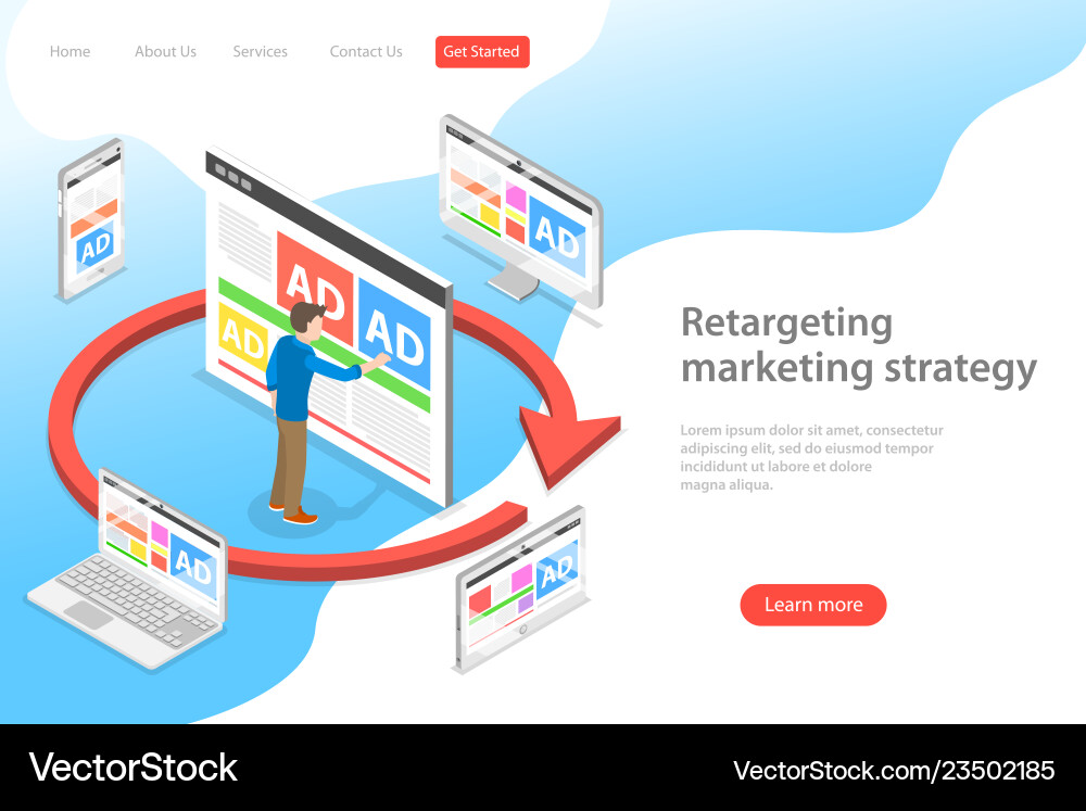 Isometric flat concept of retargeting Royalty Free Vector