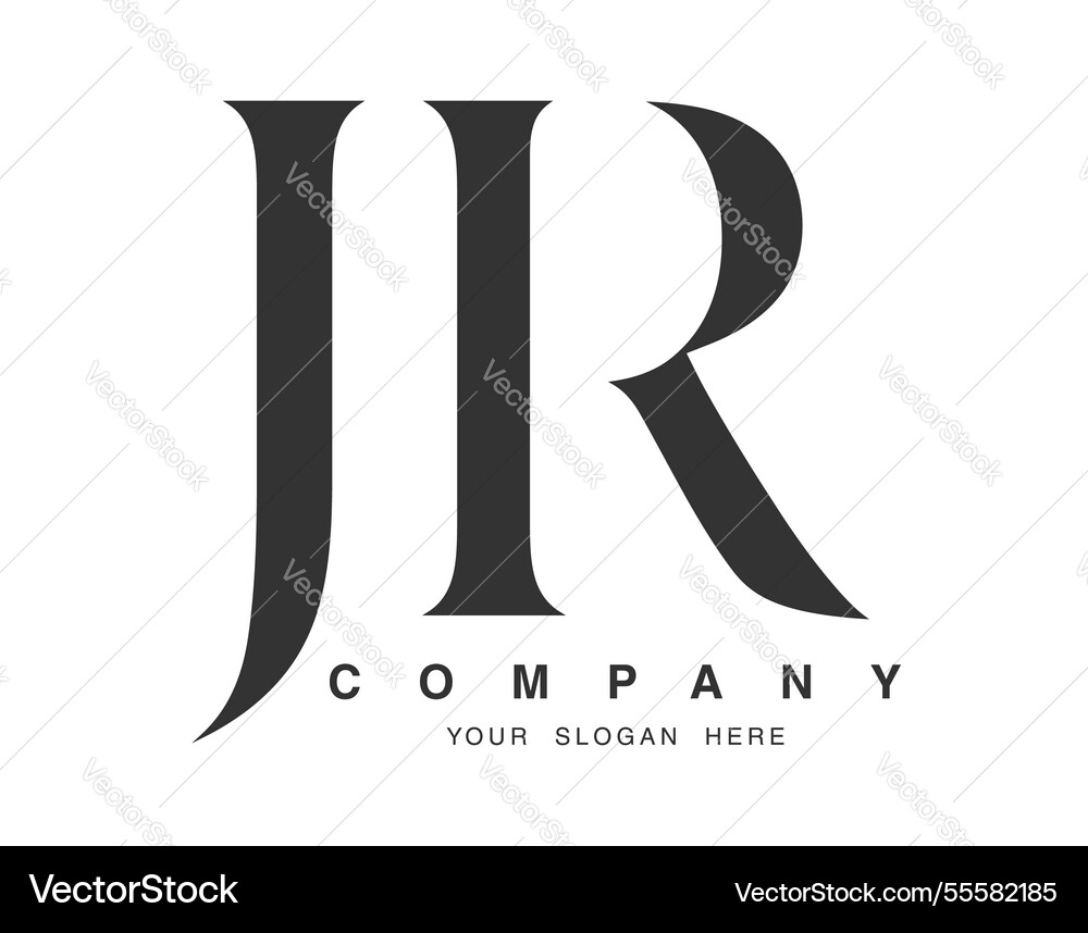 Jr logo design initial letter j and r serif font Vector Image