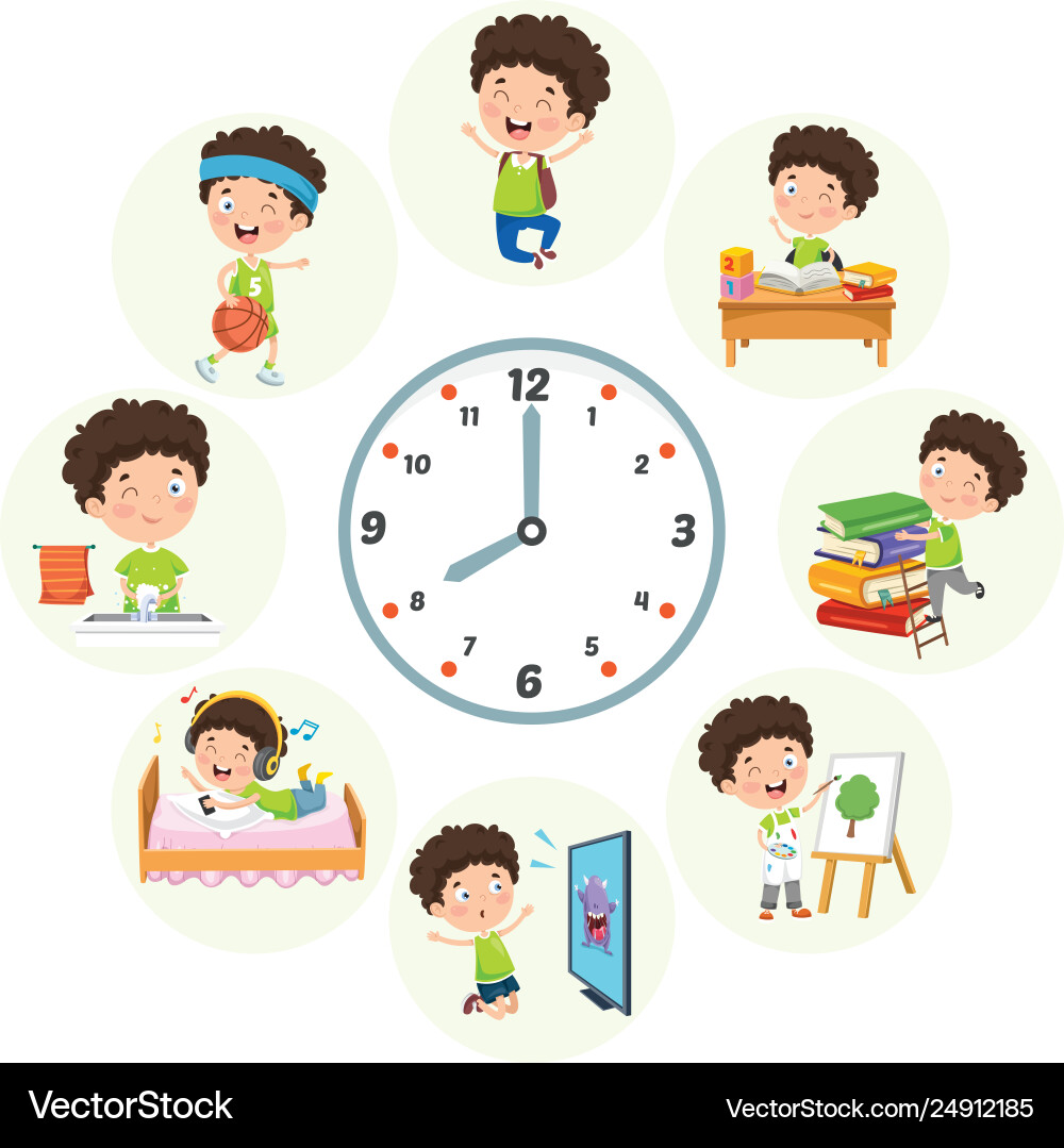Kids Daily Routine Royalty Free Vector Image - VectorStock