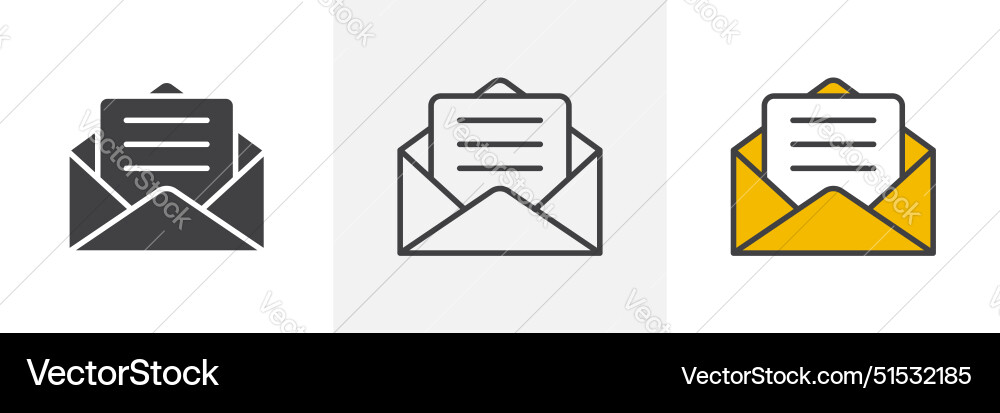 Open envelope icon set open email letter web Vector Image