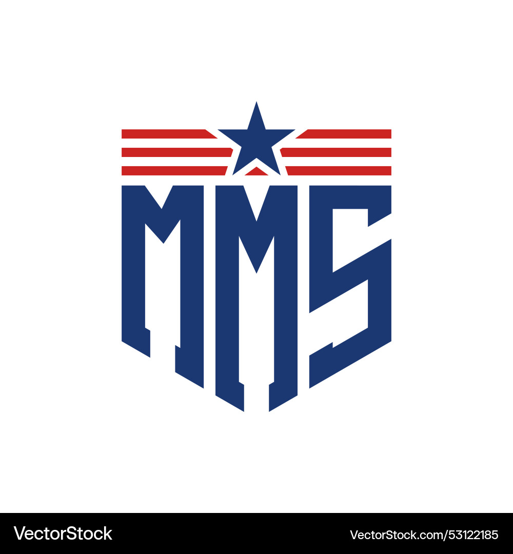 Patriotic mms logo with star and american flag Vector Image