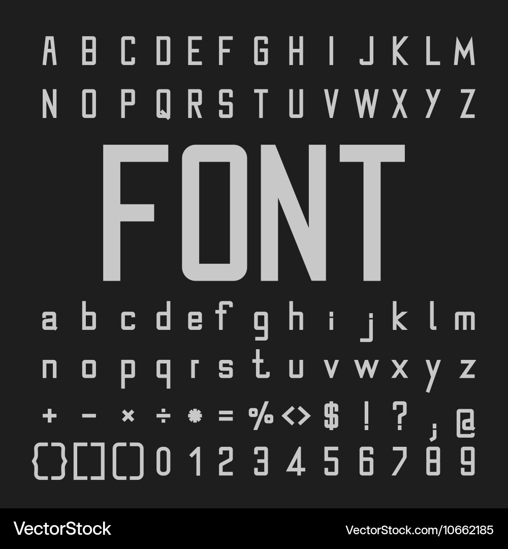 Tall font and number design alphabet Royalty Free Vector