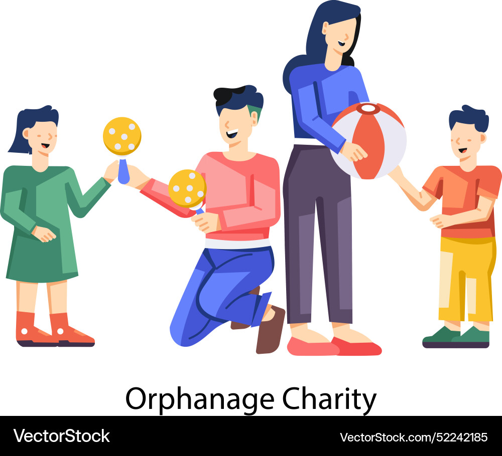 Weba flat style of orphanage charity Royalty Free Vector