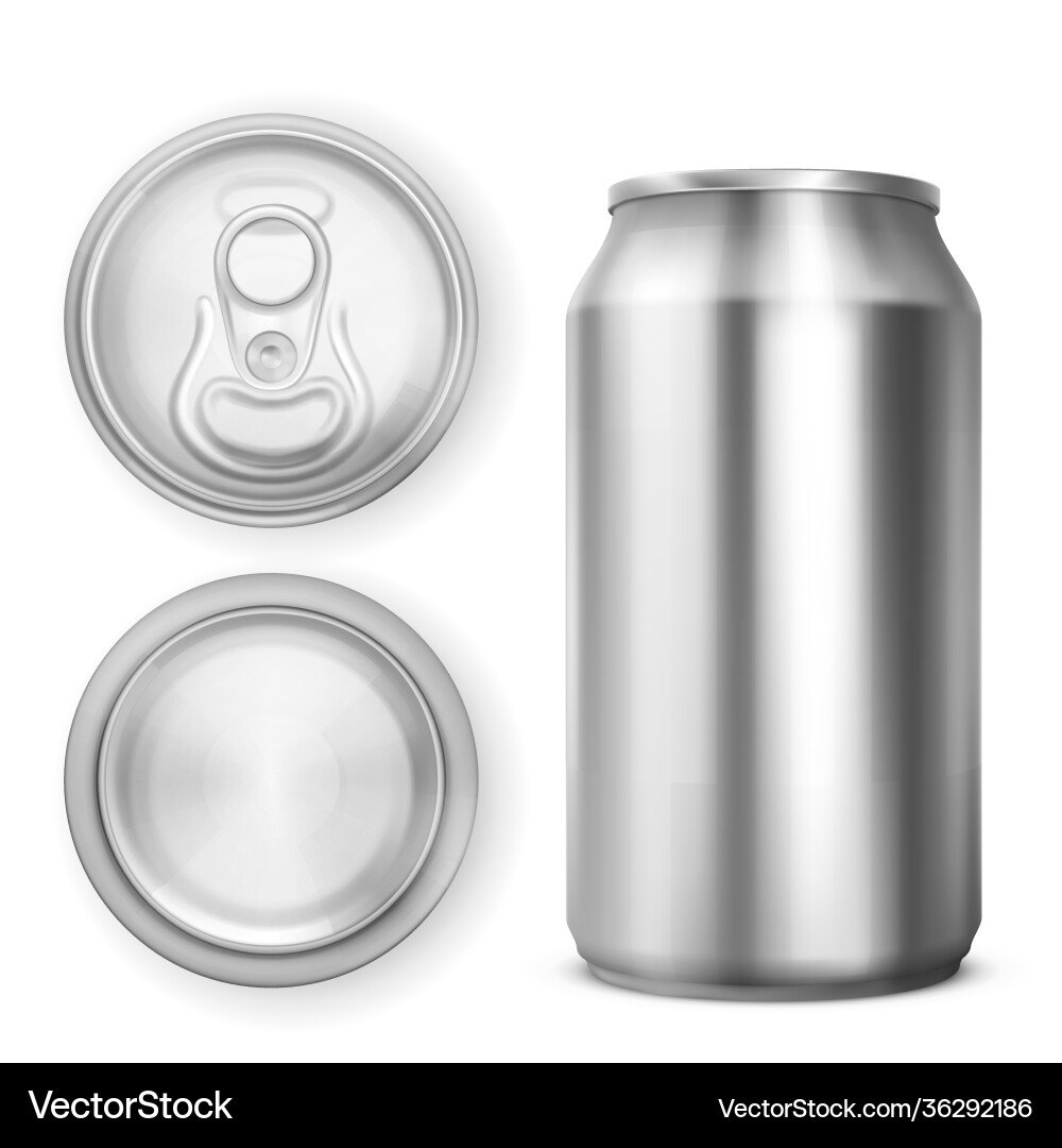 Aluminium can for soda or beer in different views Vector Image