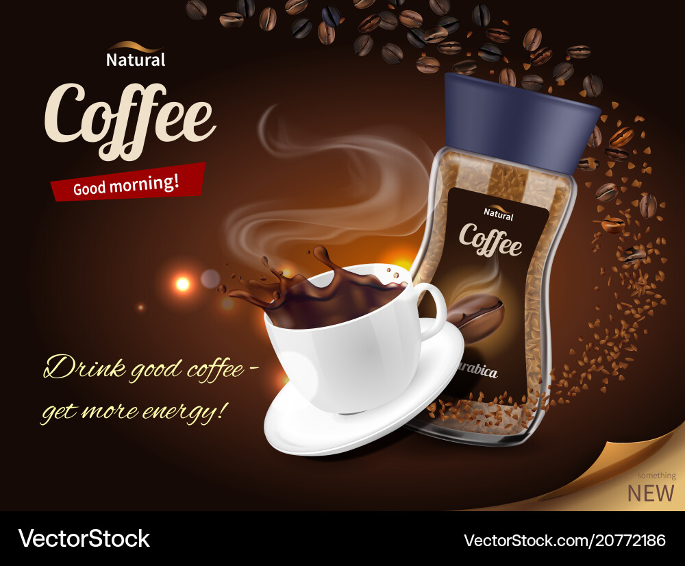Coffee advertisement realistic composition Vector Image