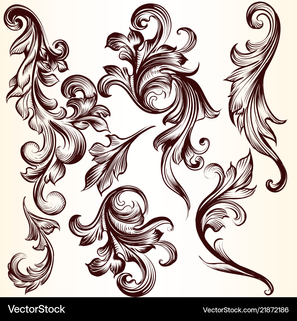 Collection of decorative swirl elements Royalty Free Vector