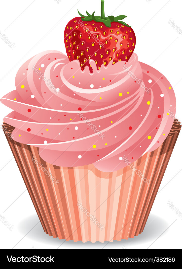 Cupcake with strawberry Royalty Free Vector Image