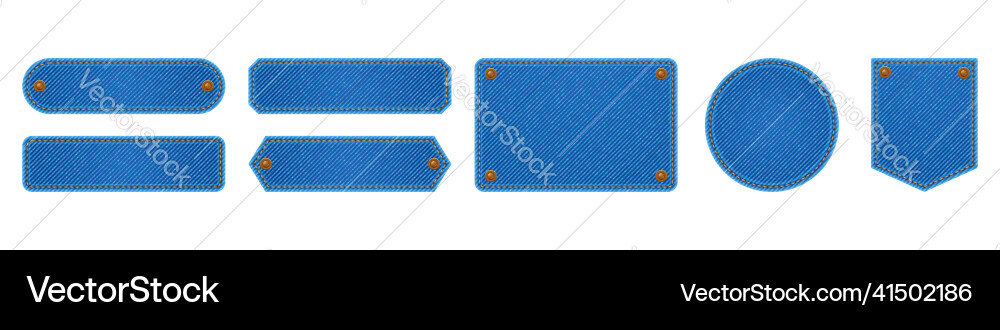 Denim patches labels with jean fabric texture Vector Image