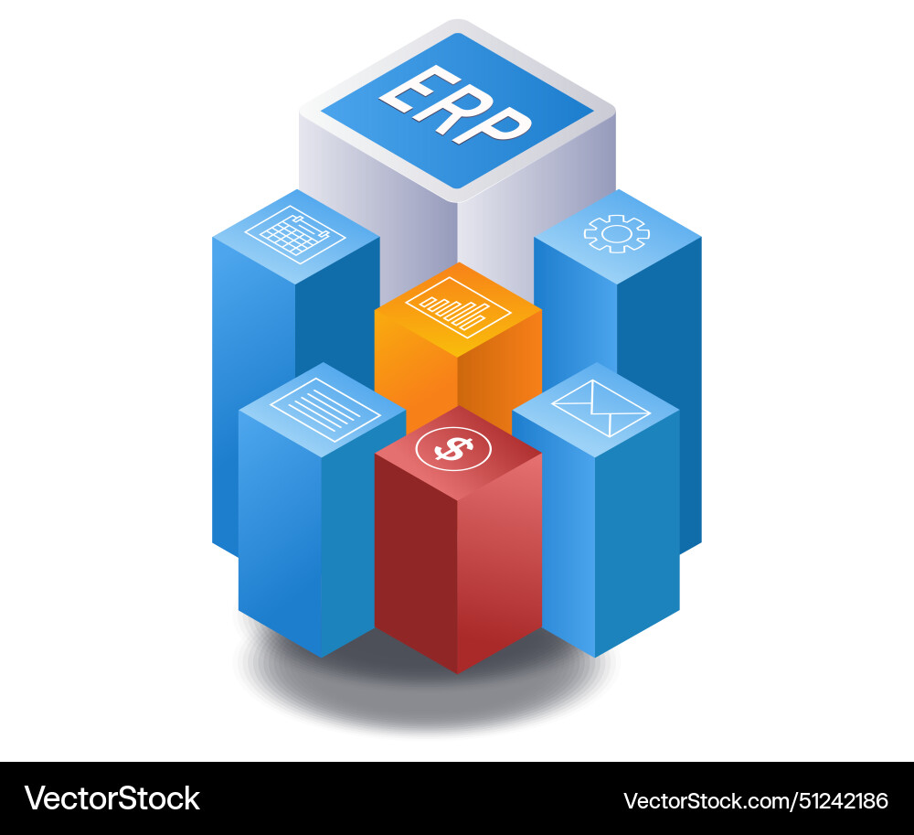Erp business management system infographic flat Vector Image