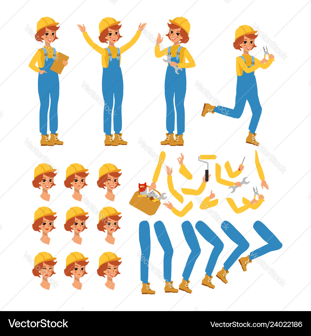 Female Construction Worker Character Royalty Free Vector