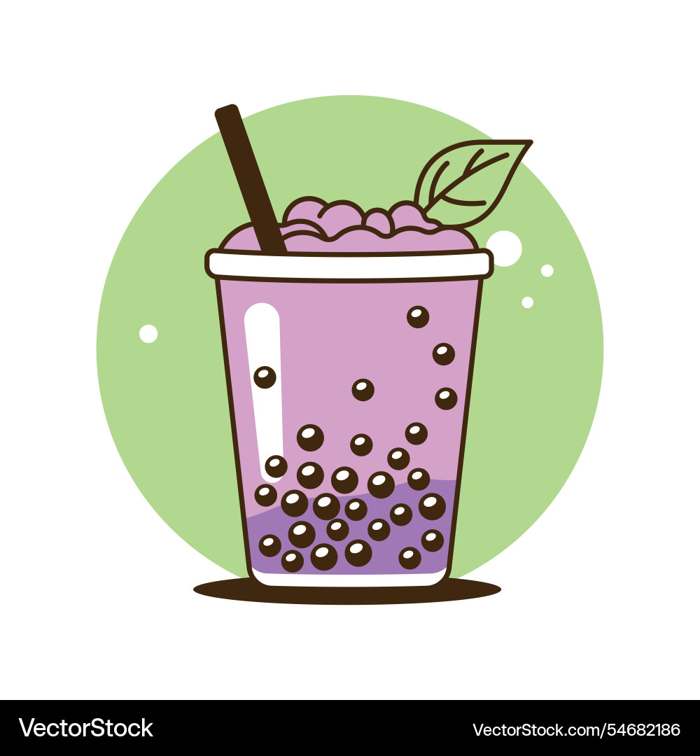 Fresh delicious grape boba bubble drink Royalty Free Vector