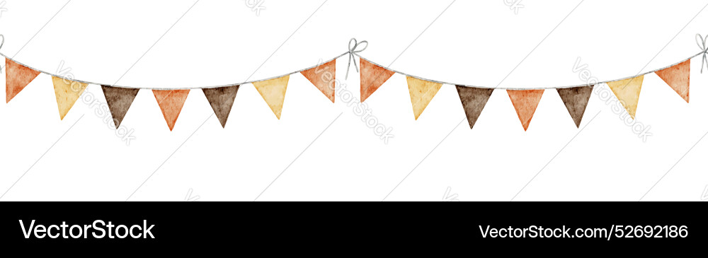 Garland seamless border in autumn orange Vector Image