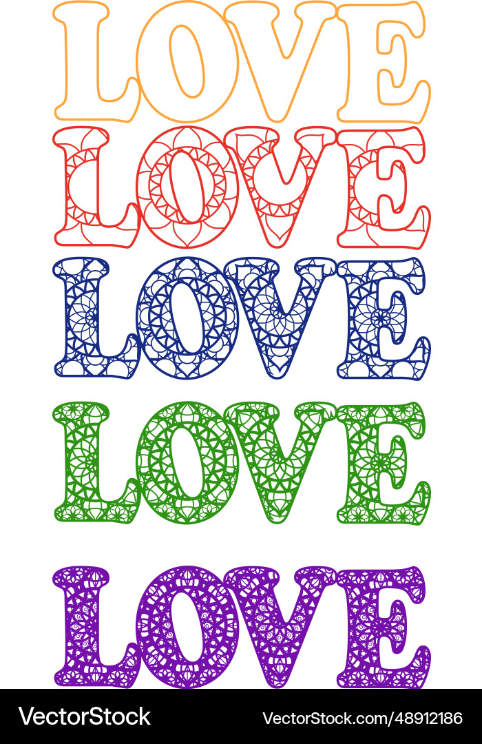 Multilayer word love cut template Royalty Free Vector Image