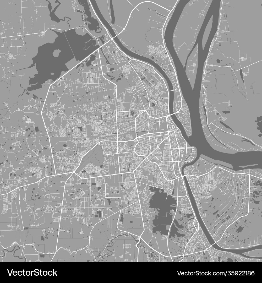 Phnom Penh City Map - Grayscale Royalty Free Vector Image