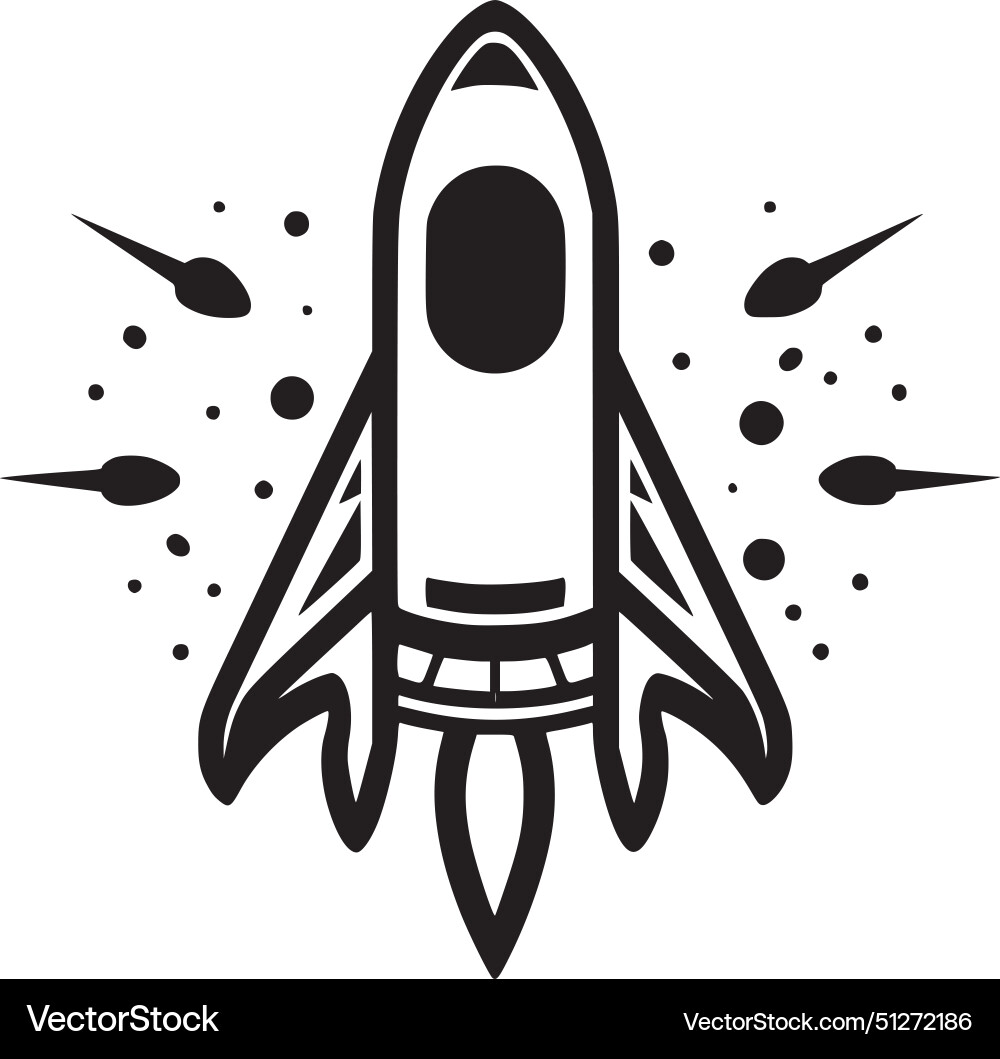 Rocket - black and white Royalty Free Vector Image