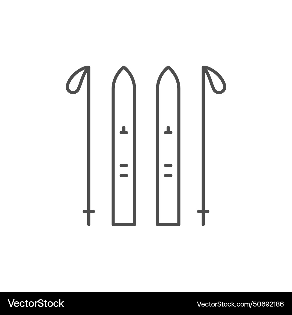 Ski and pole line icon Royalty Free Vector Image