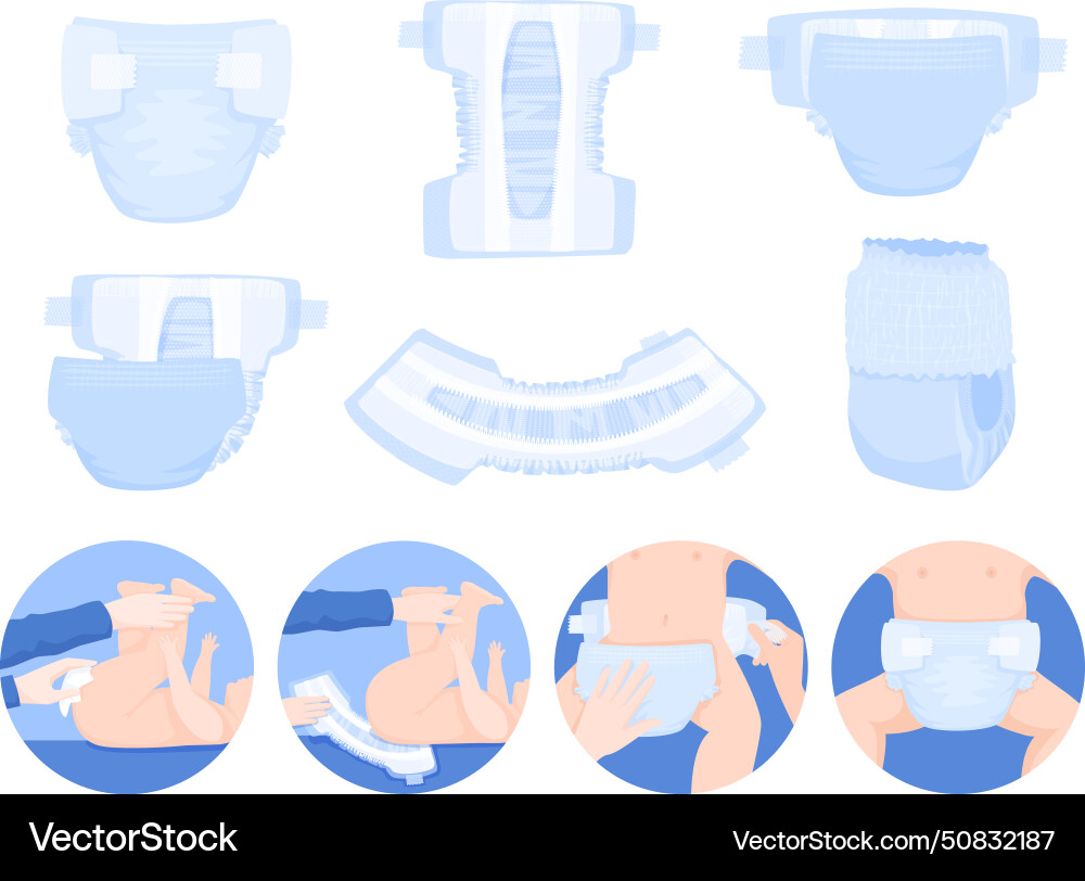 Baby diaper icon set Royalty Free Vector Image