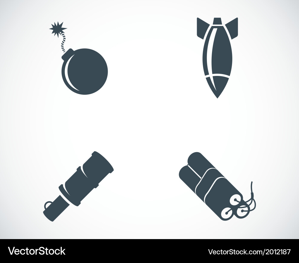 Black bomb icons set Royalty Free Vector Image