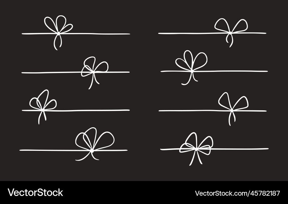 Bow gift ribbon line simple element on chalkboard Vector Image