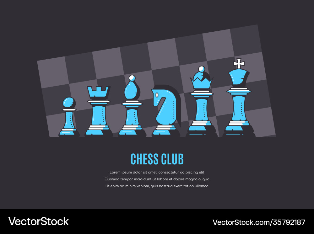 Chess tournament banner template outline Vector Image