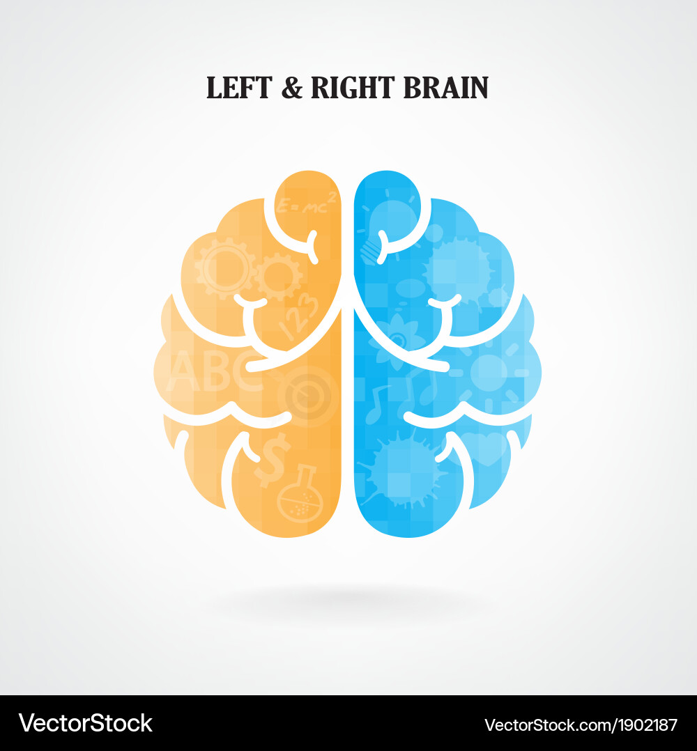 Creative left and right brain sign Royalty Free Vector Image