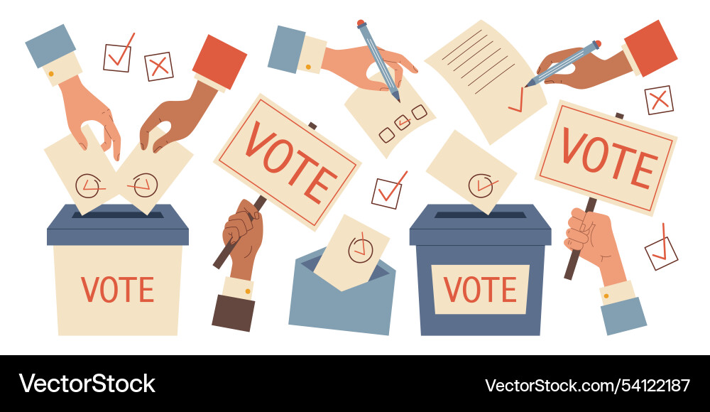 Election vote democracy political campaign set Vector Image