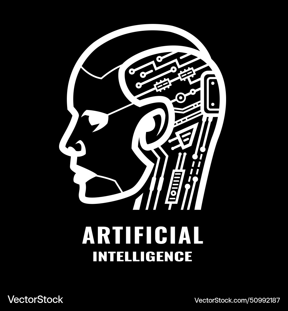 Humanoid robot logo symbol Royalty Free Vector Image