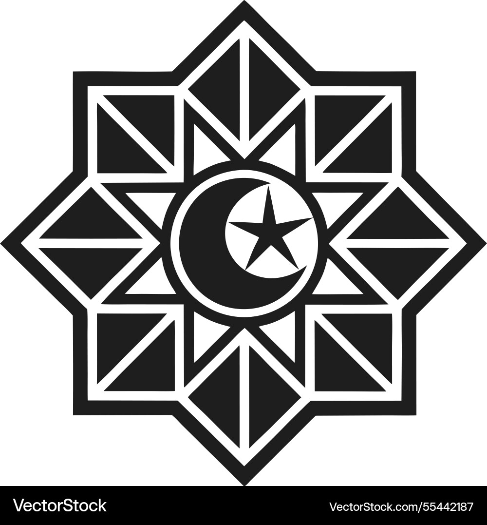 Islamic geometric star design with crescent Vector Image