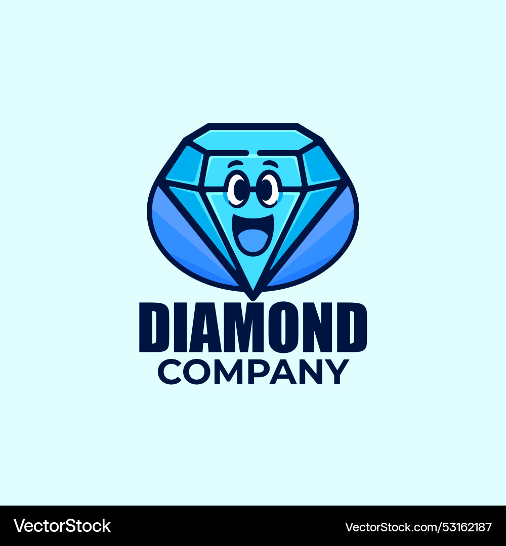 Logo character mascot diamond blue gem Royalty Free Vector