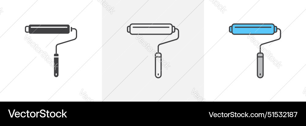 Paint roller icon set painter color coating roll Vector Image
