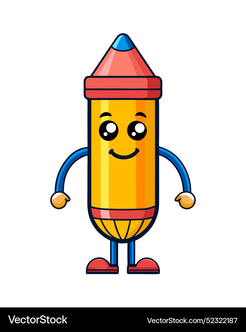 Pencil mascot art design Royalty Free Vector Image