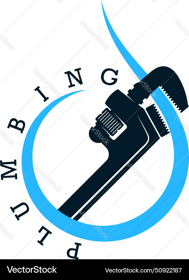 Plumbing key and water drop symbol Royalty Free Vector Image